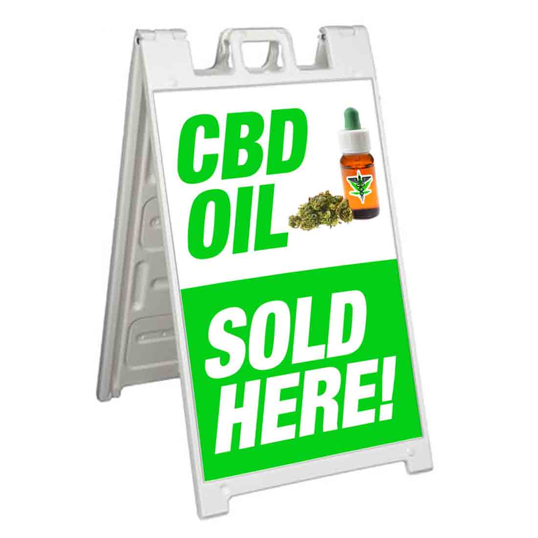CBD Oil Sold Here (24" X 36") Standard A-Frame Signicade, Includes ...