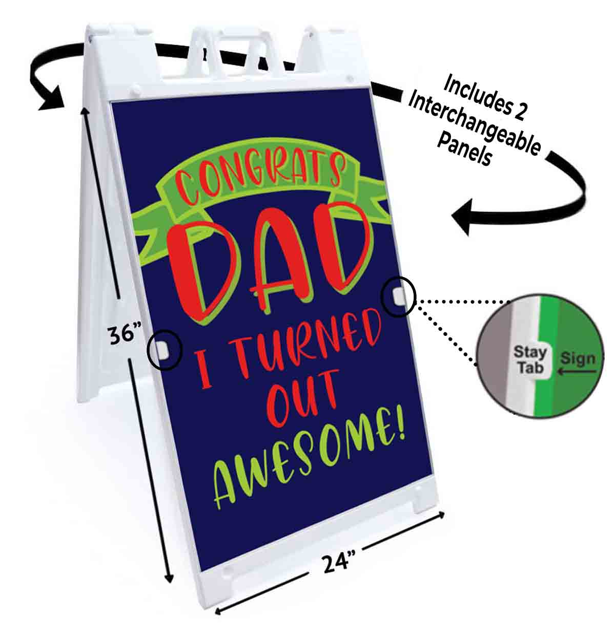 CONGRATS DAD Signicade 24x36 Aframe Sidewalk Sign Banner Decal ...
