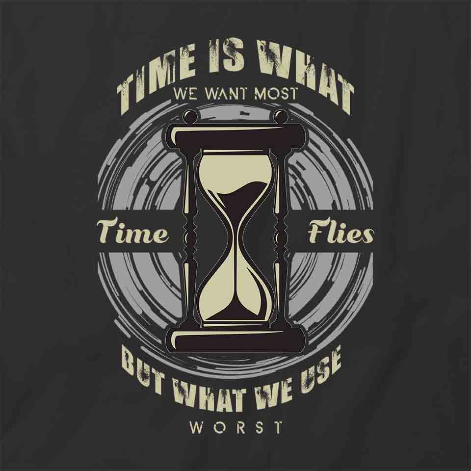Time Flies Hourglass T-Shirt | Cool Quote Black Tee Gift - Walmart.com