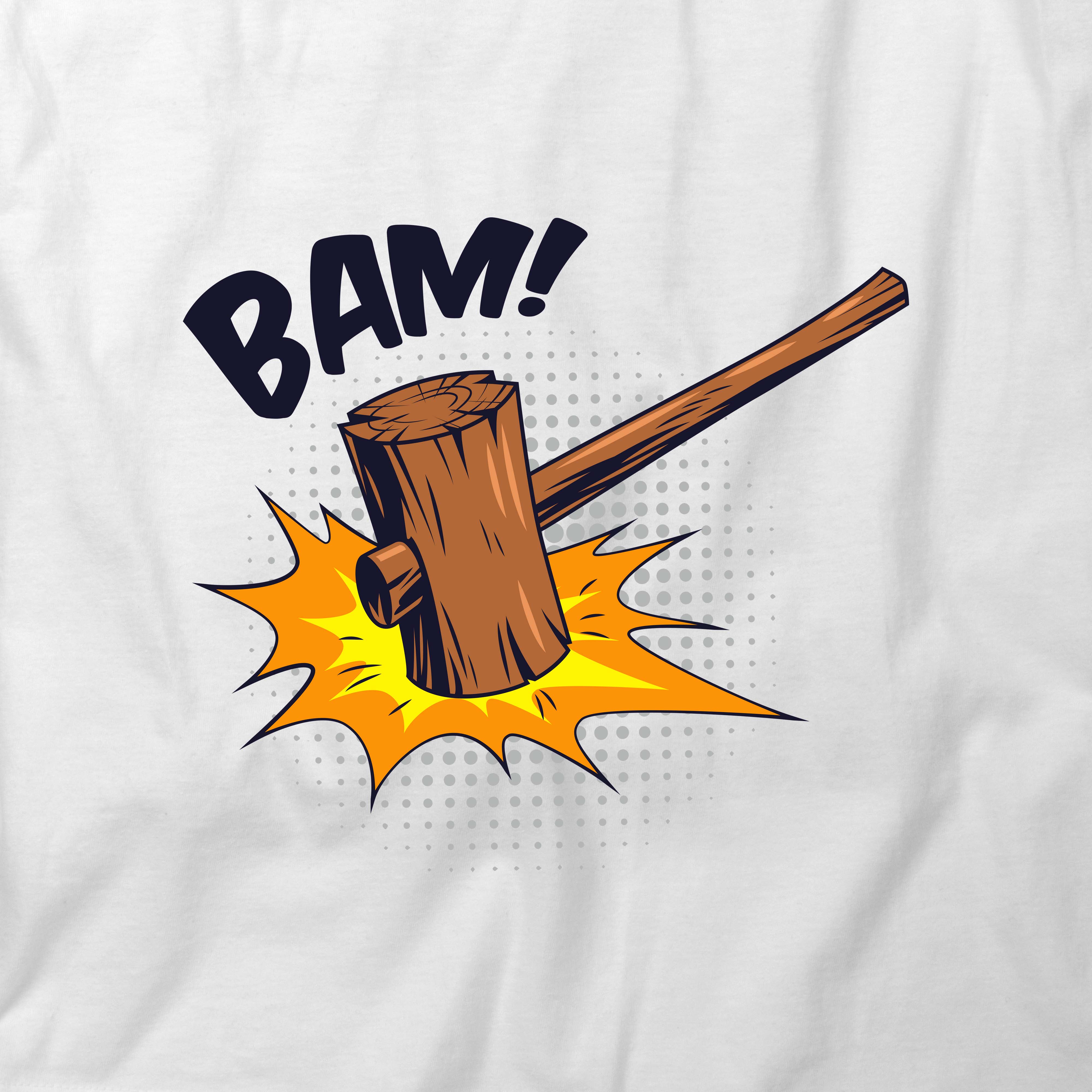 Comic Bam Wooden T-Shirt | Comic Art White Tee Gift - Walmart.com