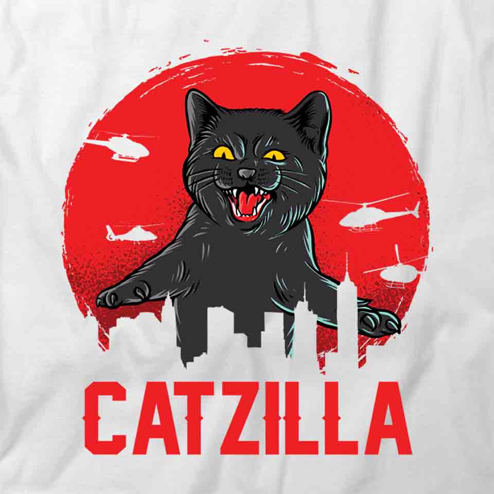 Catzilla T-Shirt | Funny Cat White Tee Gift - Walmart.com