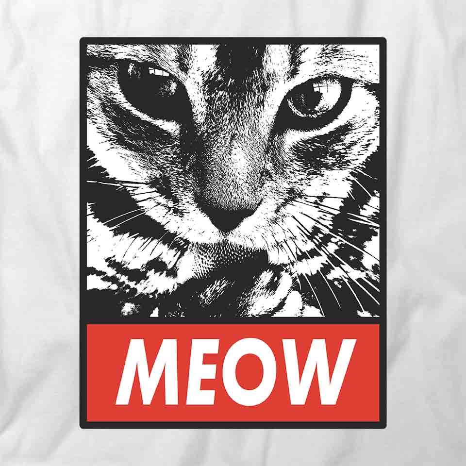 Meow Red Cat T-Shirt | Funny Cat White Tee Gift - Walmart.com
