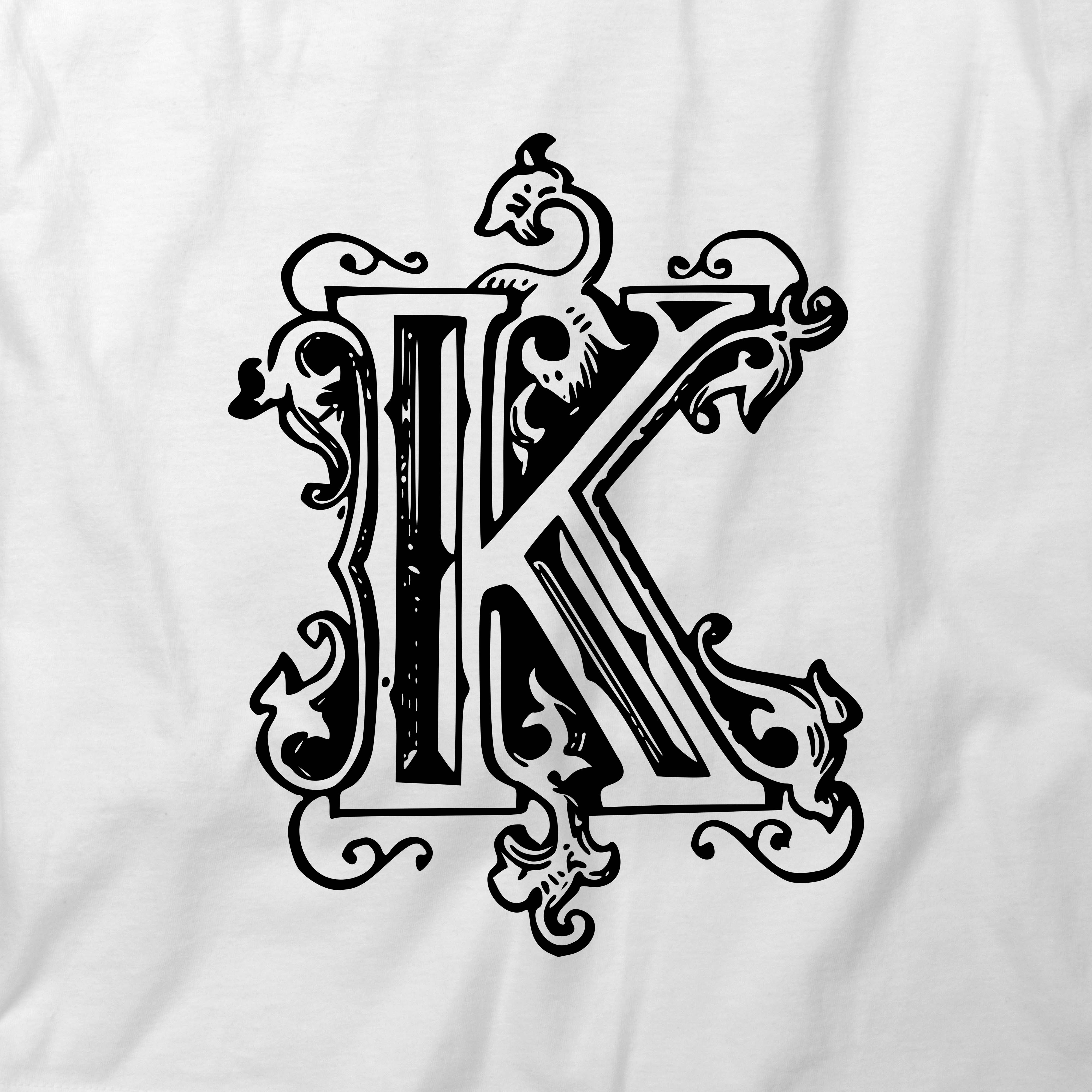 Letter K T-Shirt | Decorative Alphabet White Tee Gift - Walmart.com
